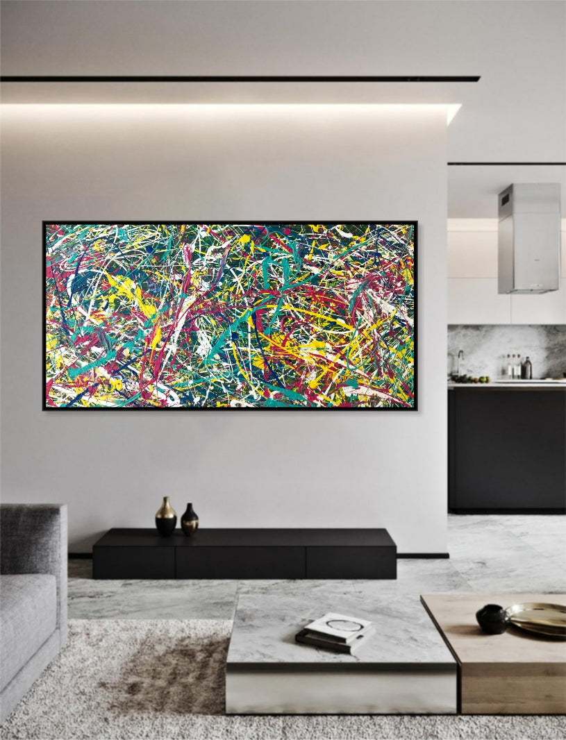 Jackson Pollock Style Colorful Abstract Expressionist Splatter Art ...