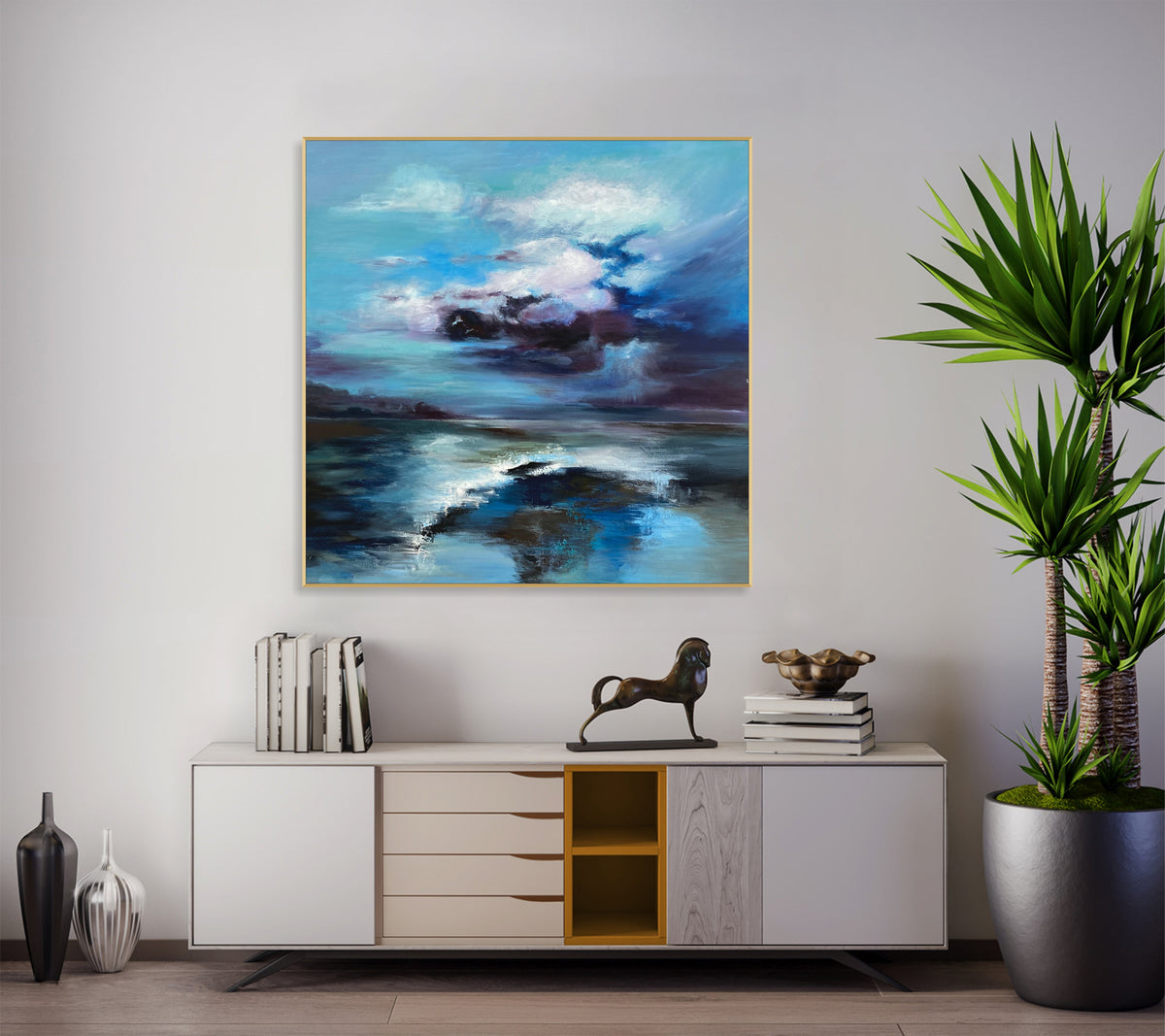 Abstract Seascape Paintings On Canvas Stormy Sky and Ocean Waves ...