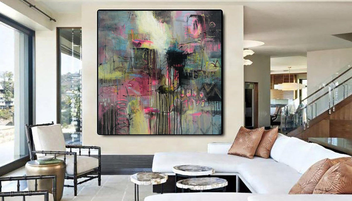 Abstract Expressionism Painting Canvas Pink Painting Modern Fine Art ...