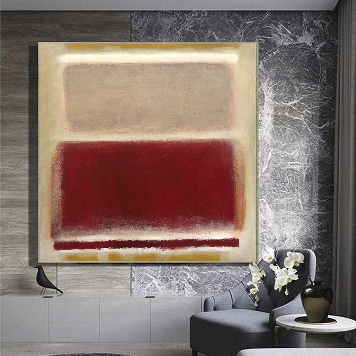 Mark Rothko Style Original Abstract Fine Art Beige And Red Paintings On ...