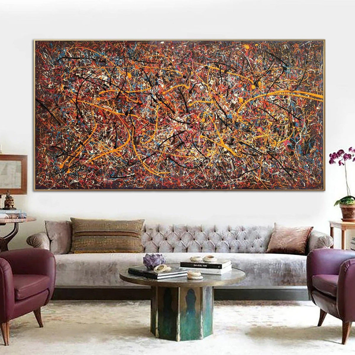 Jackson Pollock Style Paintings On Abstract Modern Colorful Fine Art ...