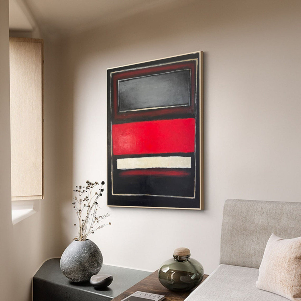 Mark Rothko Style Original Paintings On Canvas, Modern Red, Black And ...