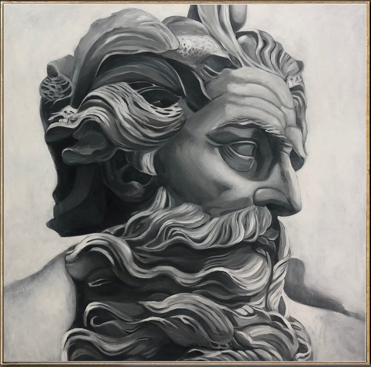 Extra Large Abstract Zeus Face Oil Painting Gray Painting Modern Greek ...