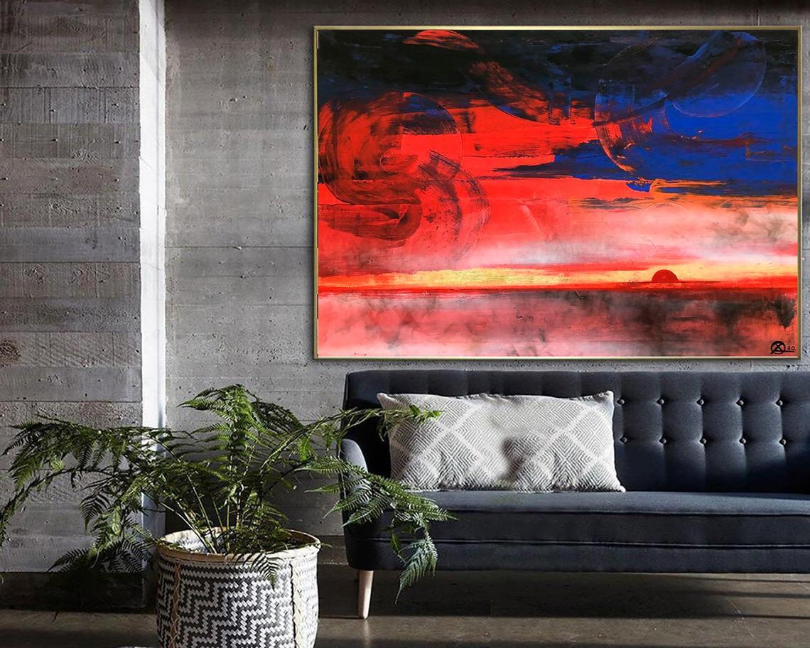Original Abstract Desert Painting On Canvas Modern Sunset Painting ...